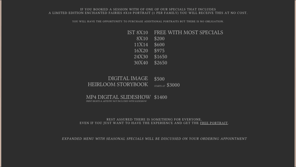 Enchanted Fairies Pricing Packages